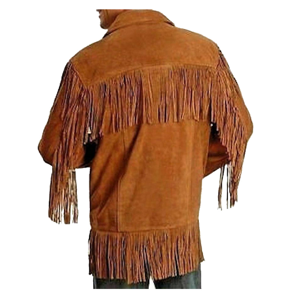 Men Western Cowboy Leather Fringes Jacket Native American Suede Jacket ...