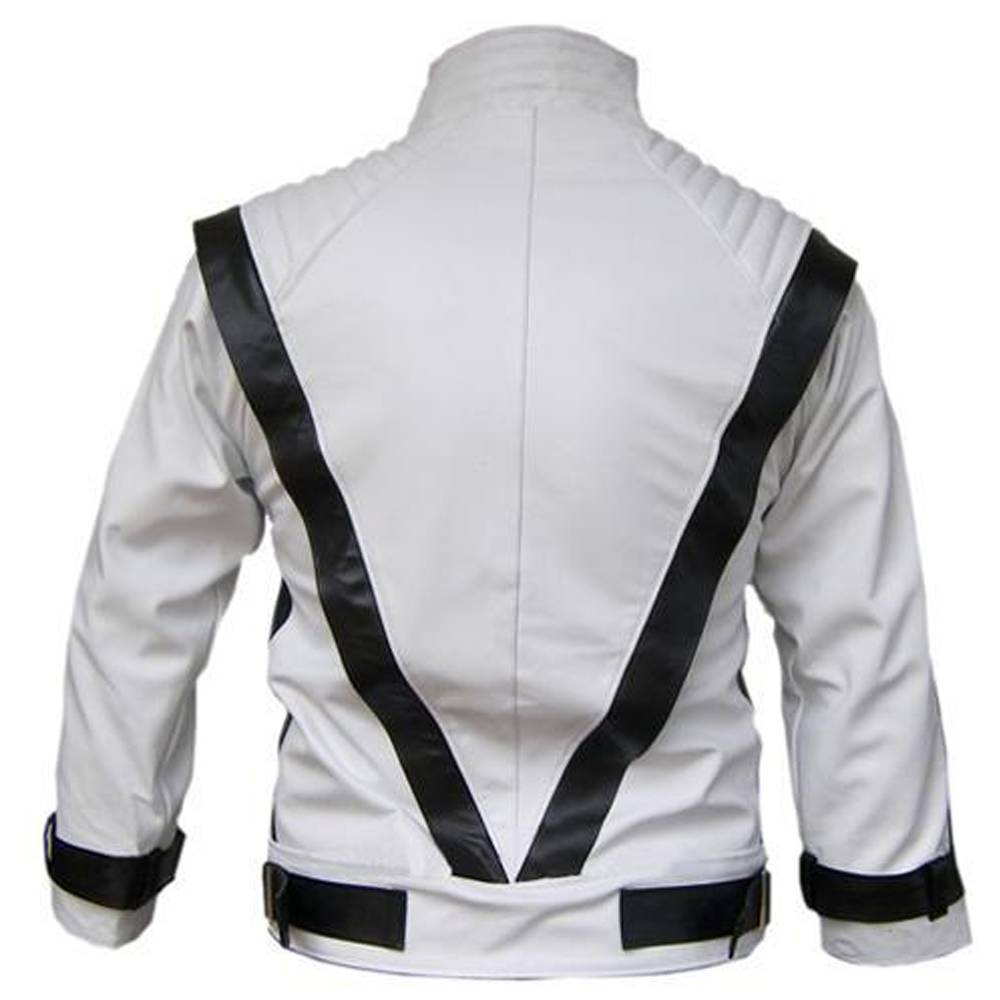 White Leather Black Stripes Jacket | Michael Jackson Jacket – Jacket Hunt