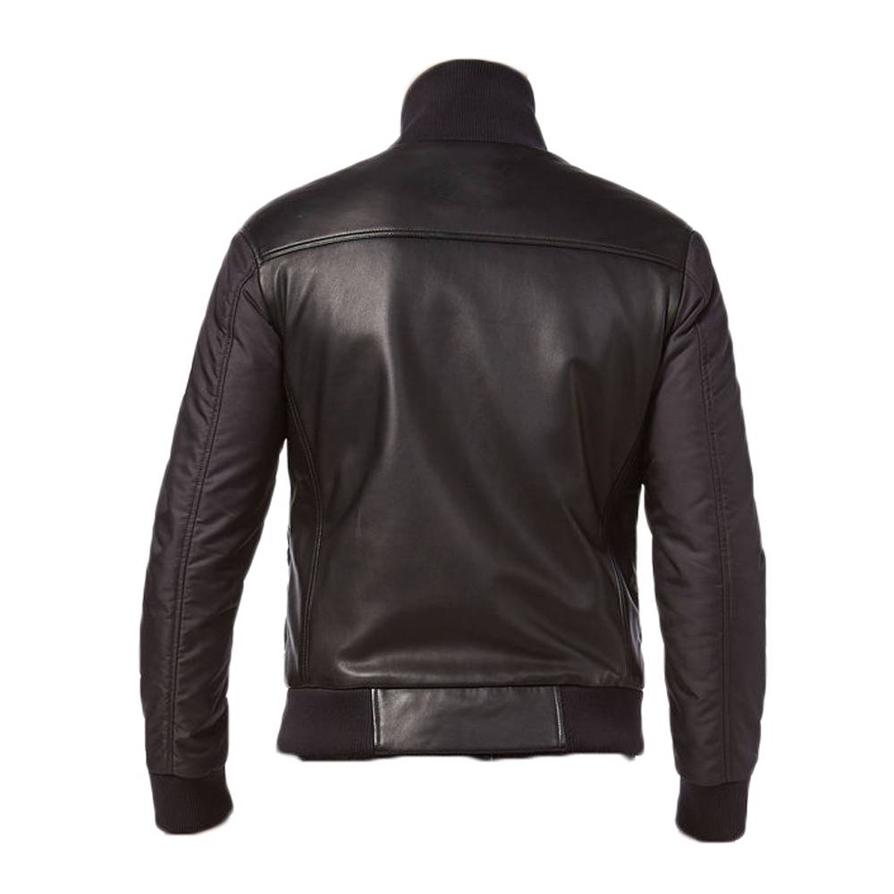 High Neck Bomber Mens Leather Jacket – Jacket Hunt